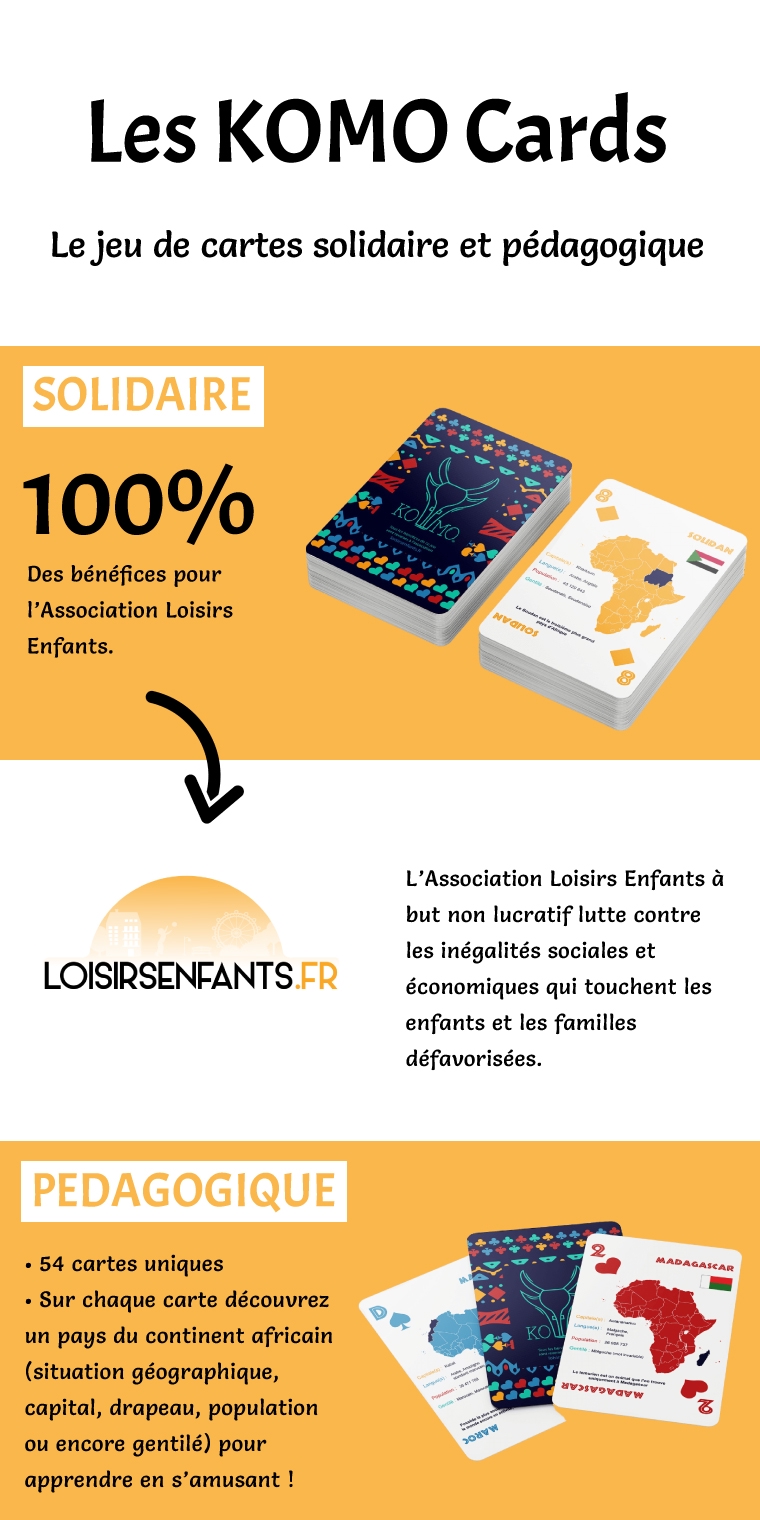 KOMO Cards jeu de cartes solidaire et pédagogique