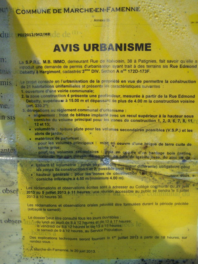 Non à l'urbanisation abusive d’Hargimont