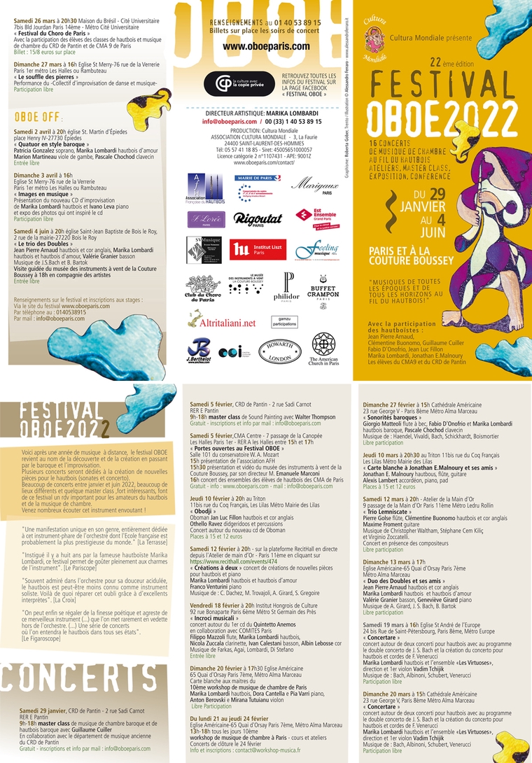 Fonds pour Festival Oboe 2022
