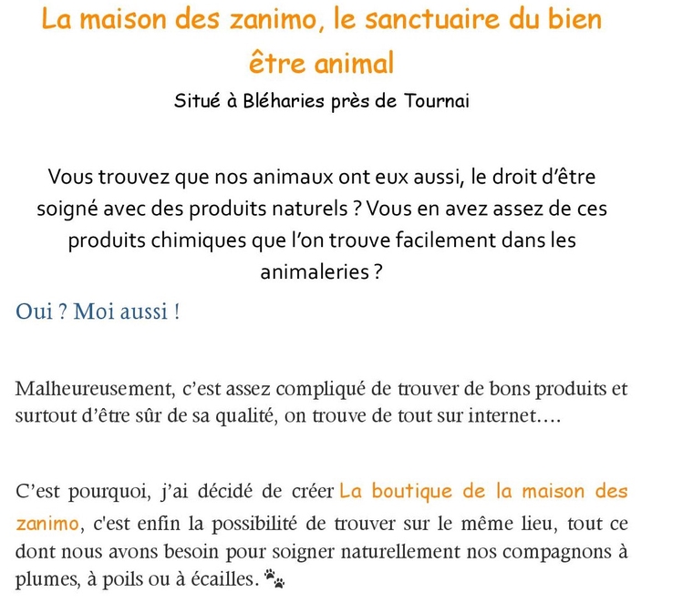 Boutique de produits naturels pour animaux