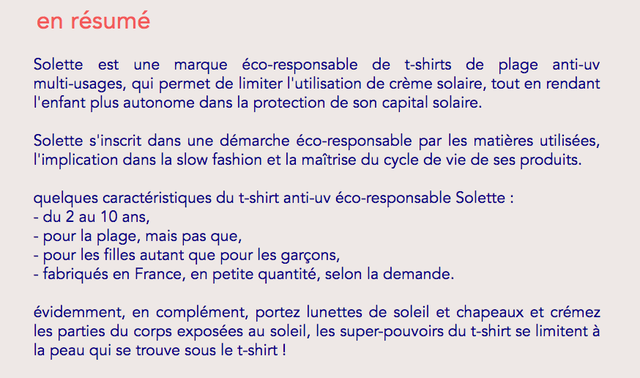 Solette le tshirt antiUV écoresponsable, pratique