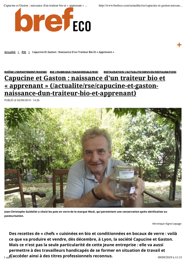 Capucine & Gaston : Traiteur bio et social - Ulule