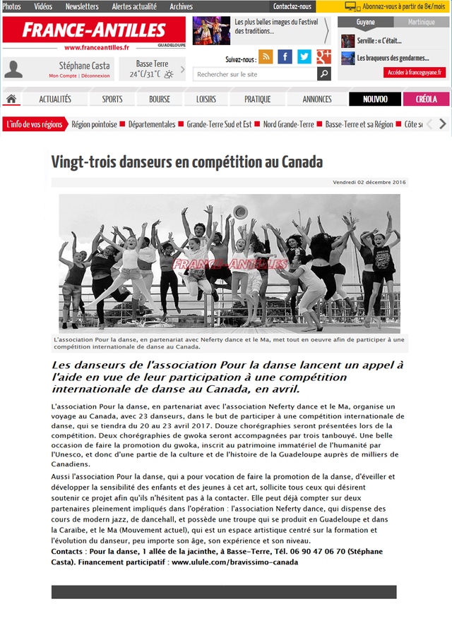 BRAVISSIMO : Compétition de danse au Canada - Ulule