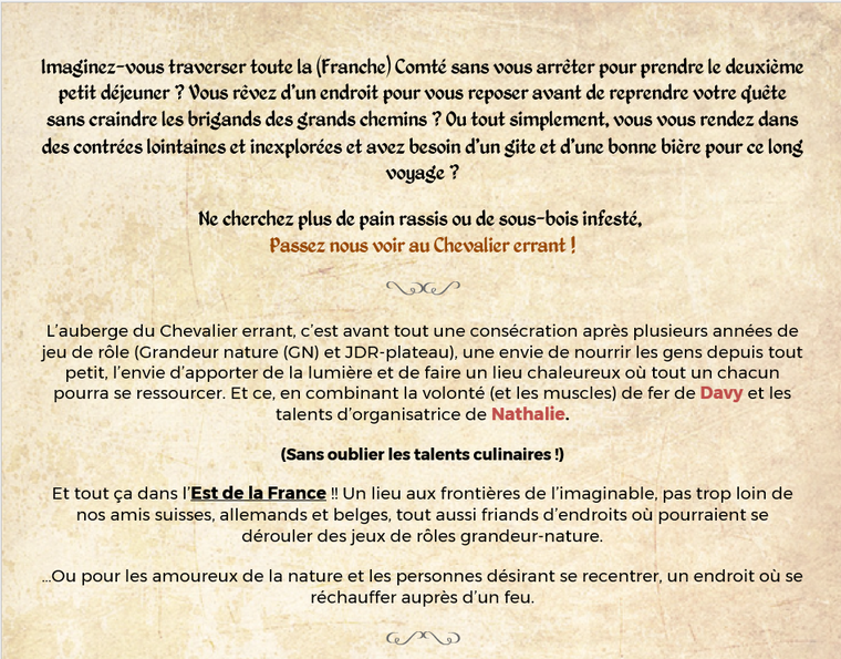 Une quinde pour le Chevalier errant