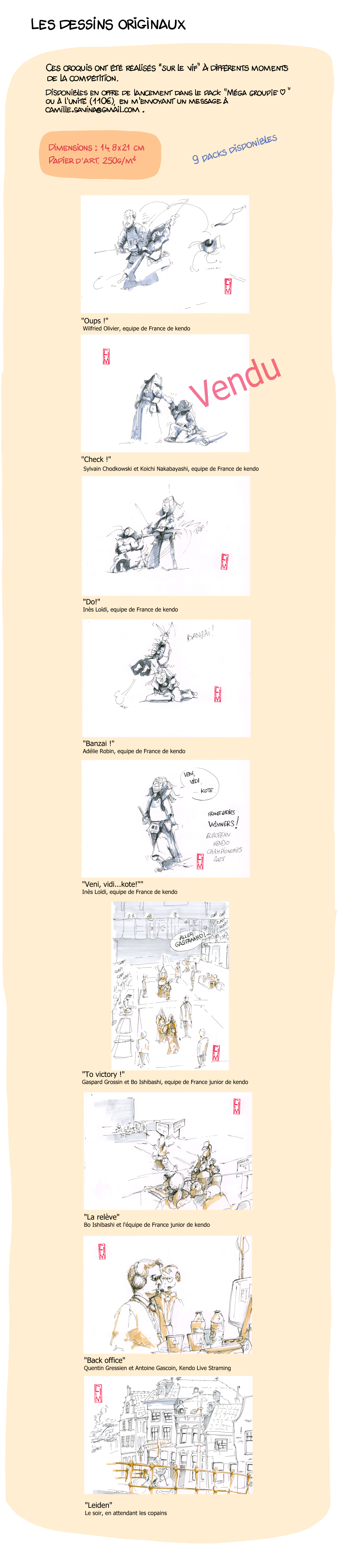 Tenugui - Croquis Championnats d'Europe de kendo 2025 - Ulule
