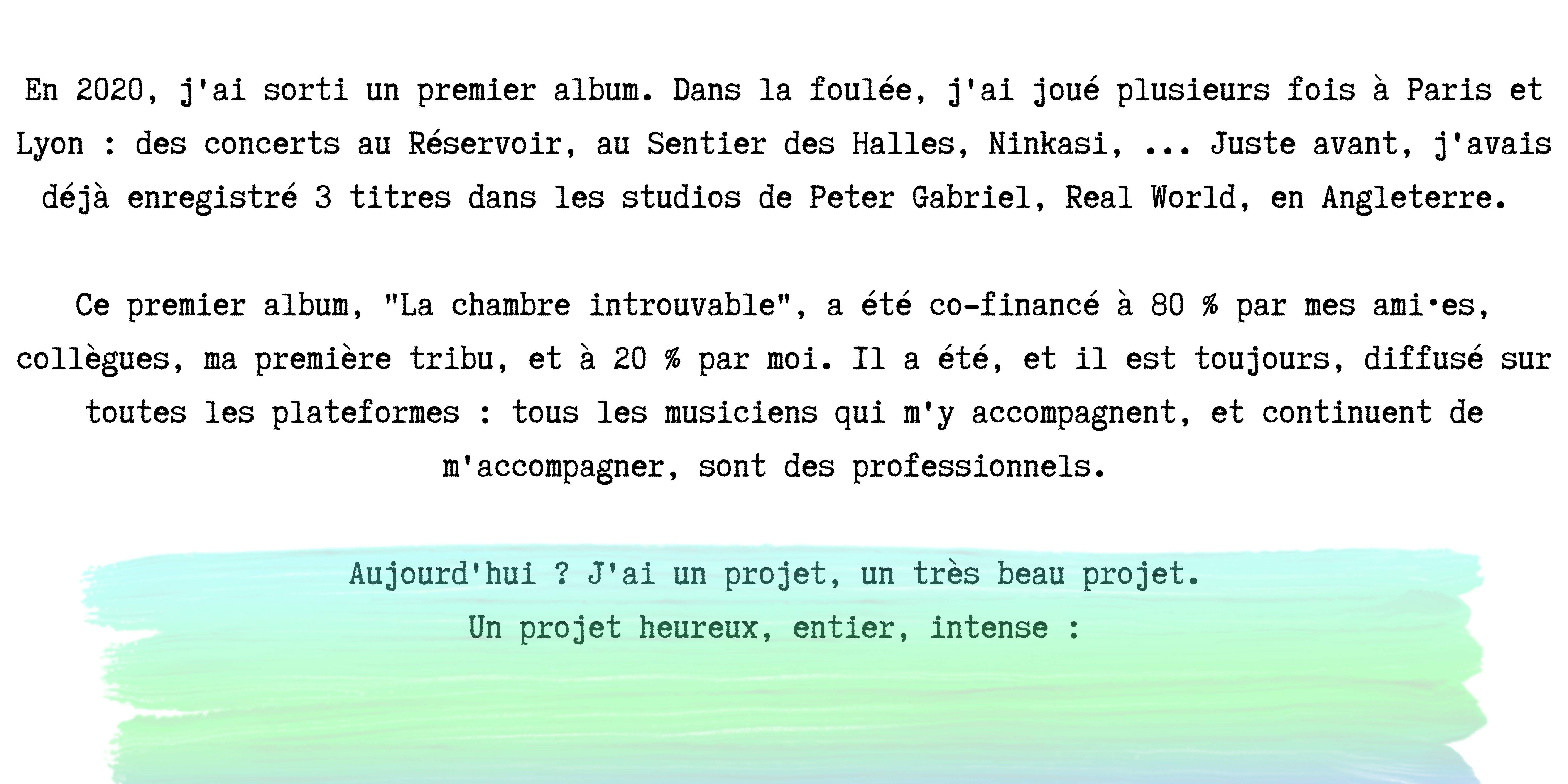 CO-PRODUCTION ALBUM "ENTRE DEUX SAISONS" - Ulule