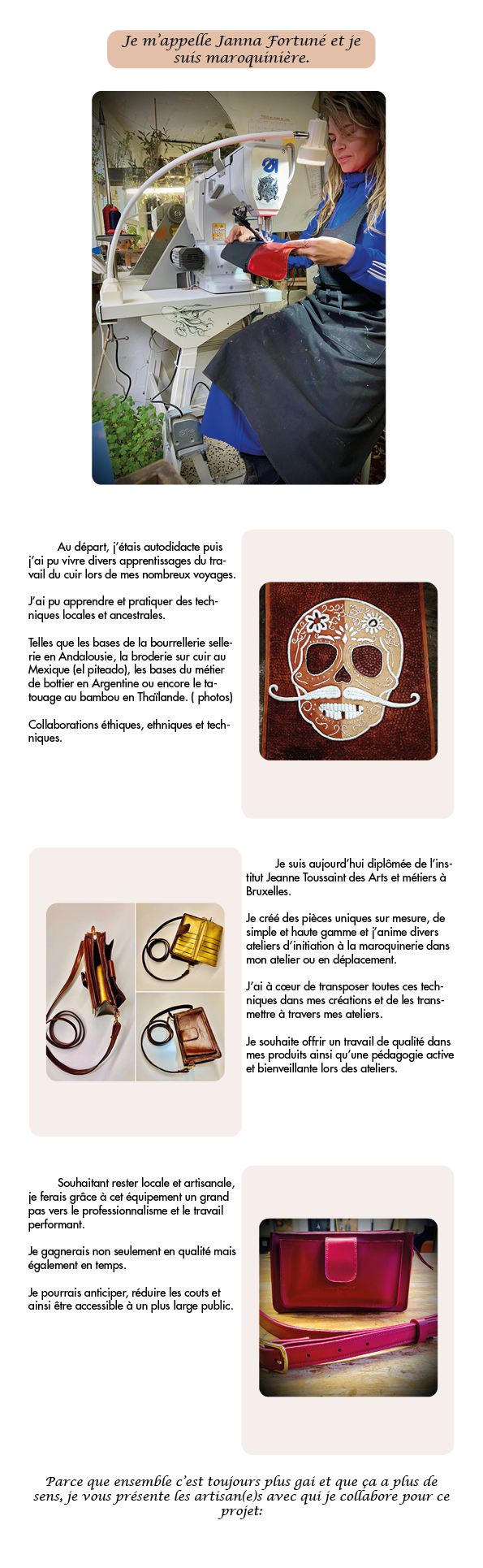 Création de Janna Fortuné,1 atelier de maroquinerie liégeois