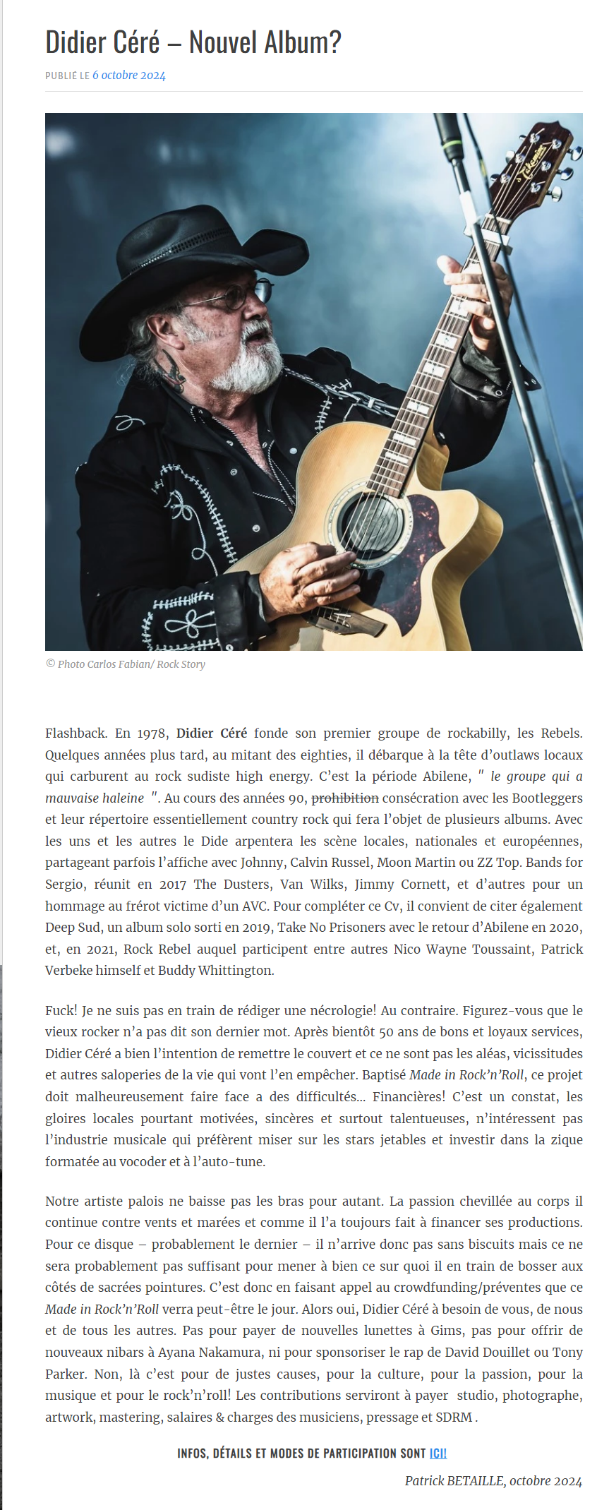 Nouvel Album "Made in Rock'n'Roll " - Ulule