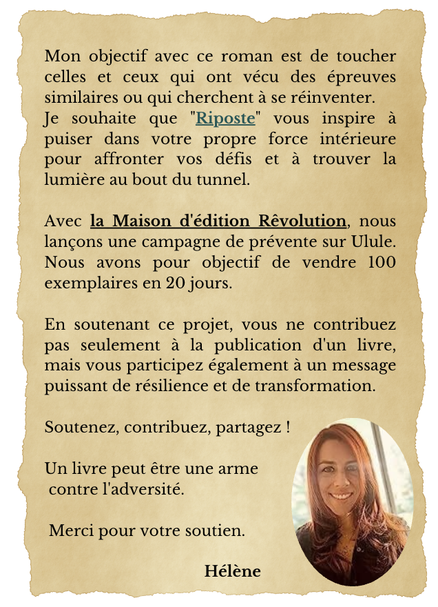 RIPOSTE - Roman inspirant d'Hélène Gourlain - Ulule