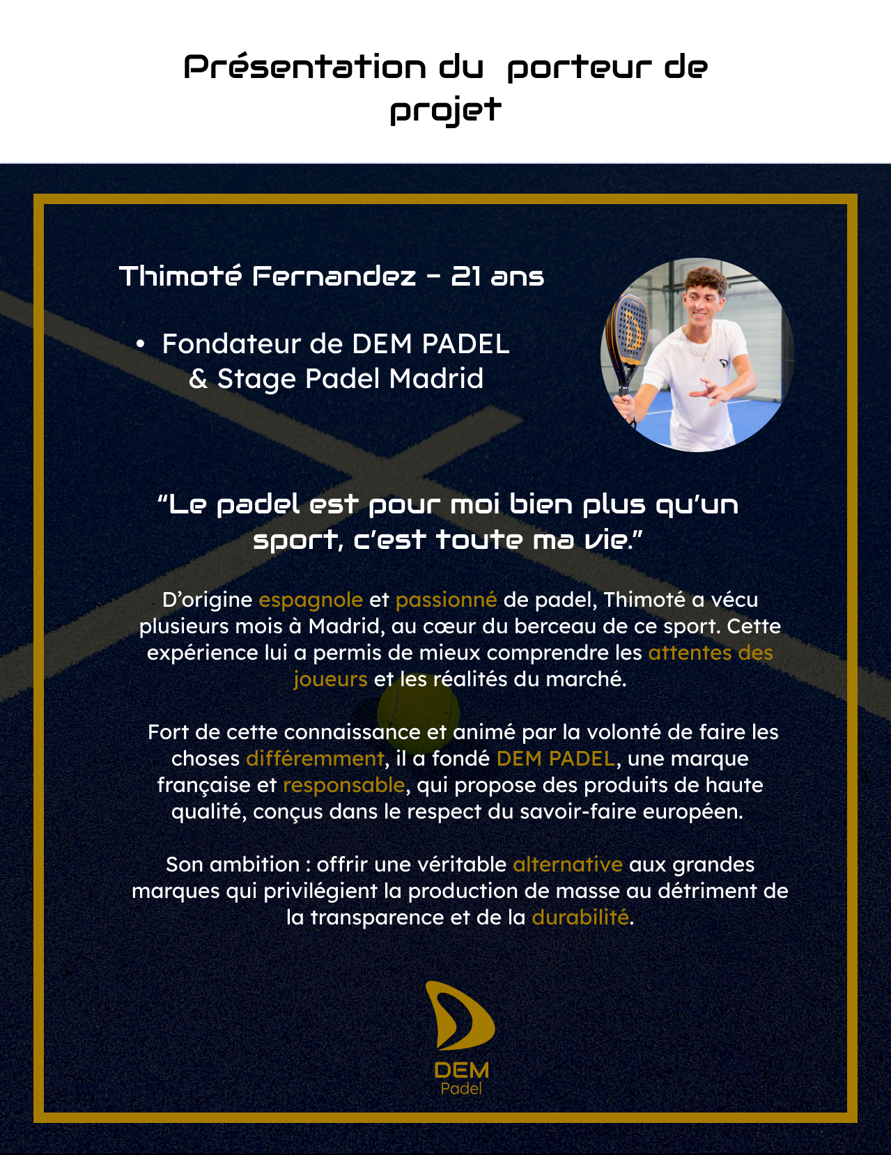 DEM PADEL : le padel haut de gamme à la française