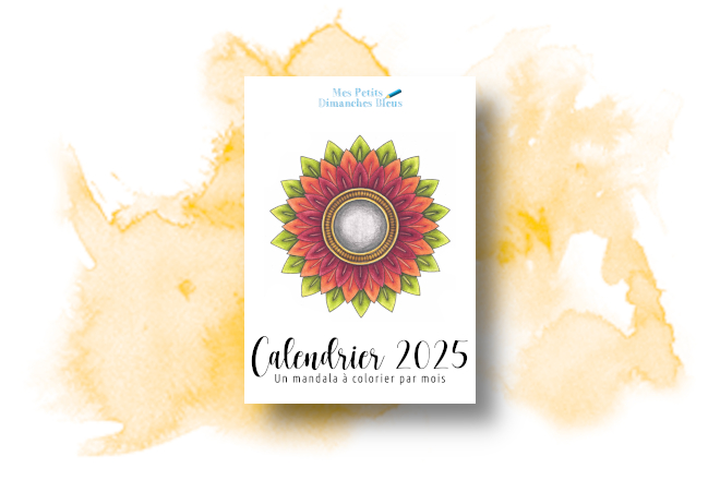Calendrier 2025, un mandala à colorier par mois