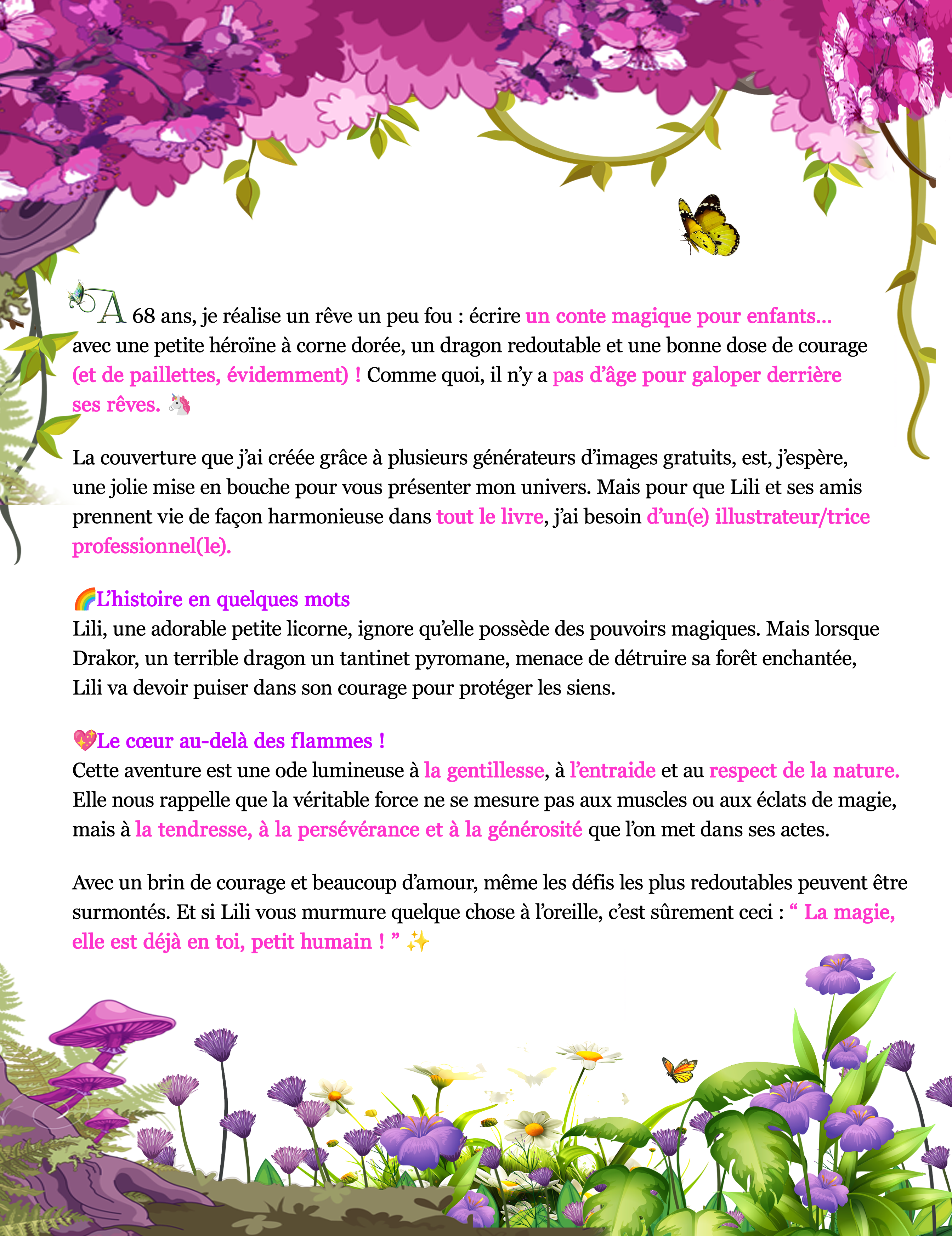 Mon Rêve à 68 ans : Un Conte de Licorne & Dragon