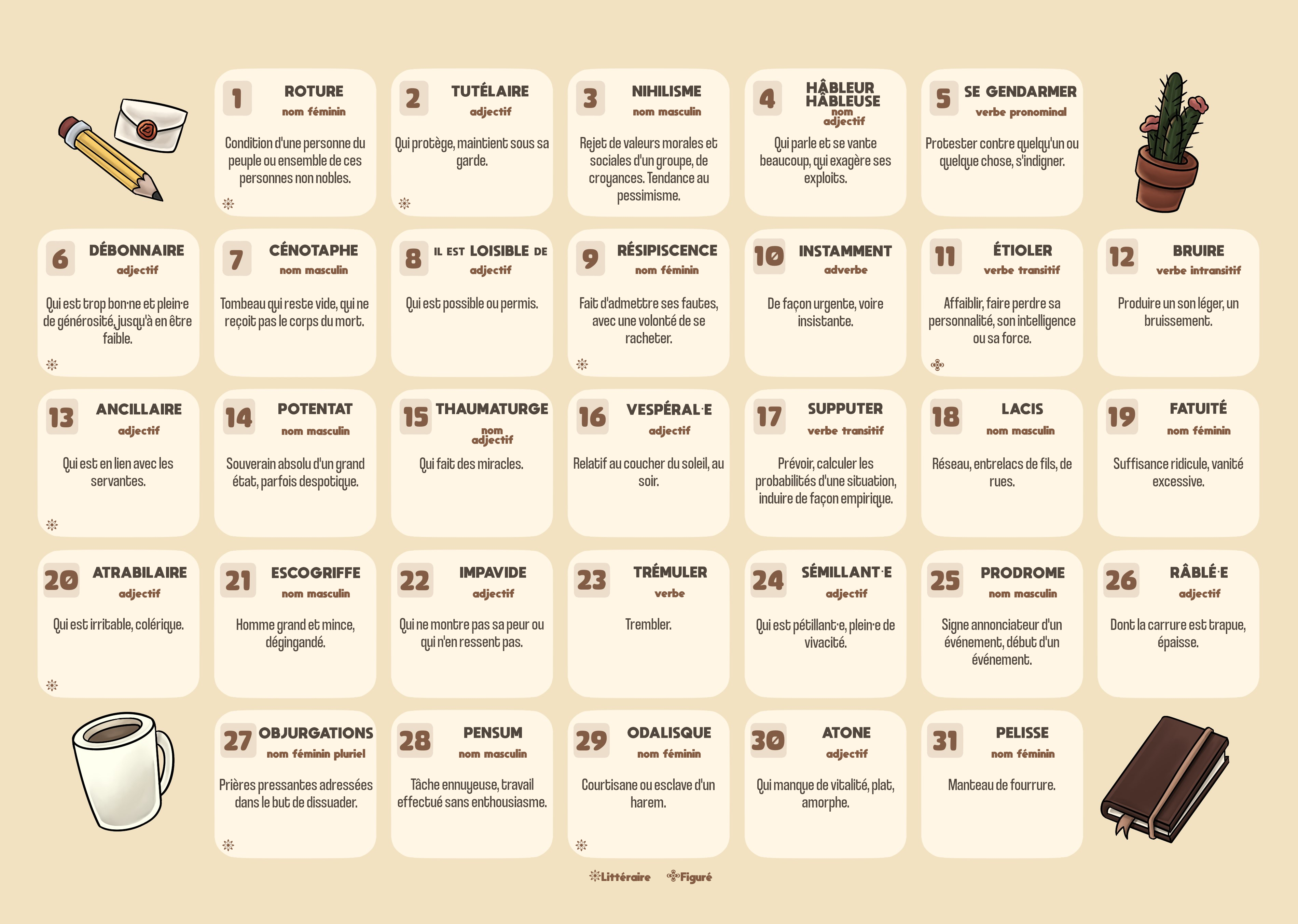 Calendrier de vocabulaire