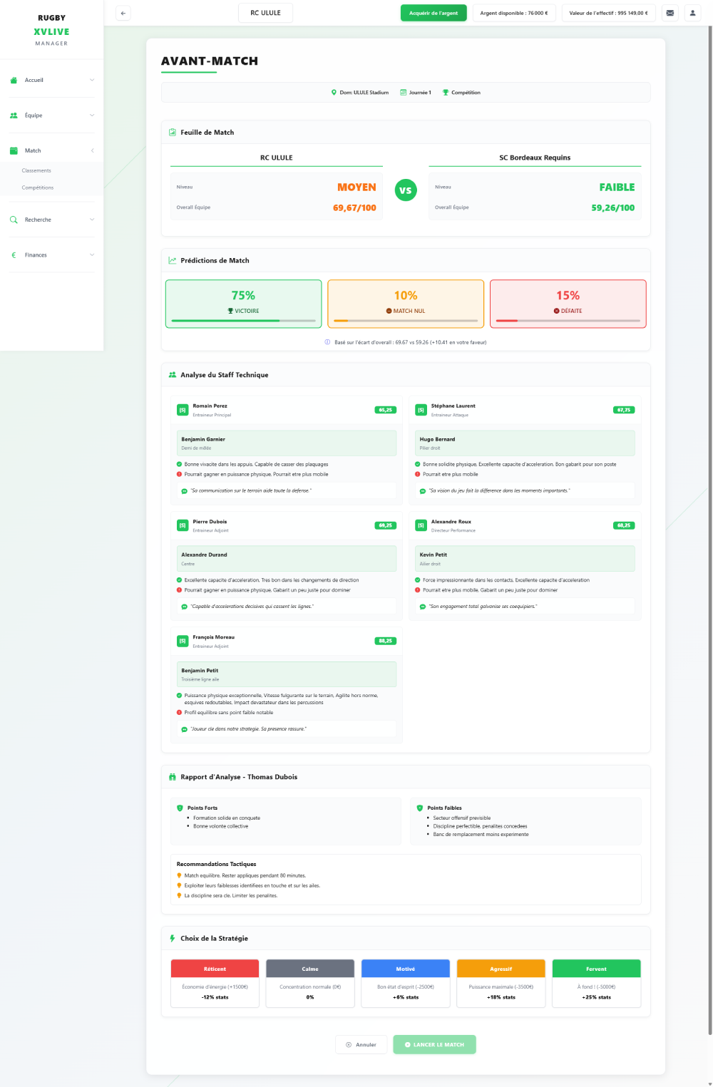 Soutiens RUGBY XV LIVE MANAGER : Deviens acteur du jeu ! - Ulule