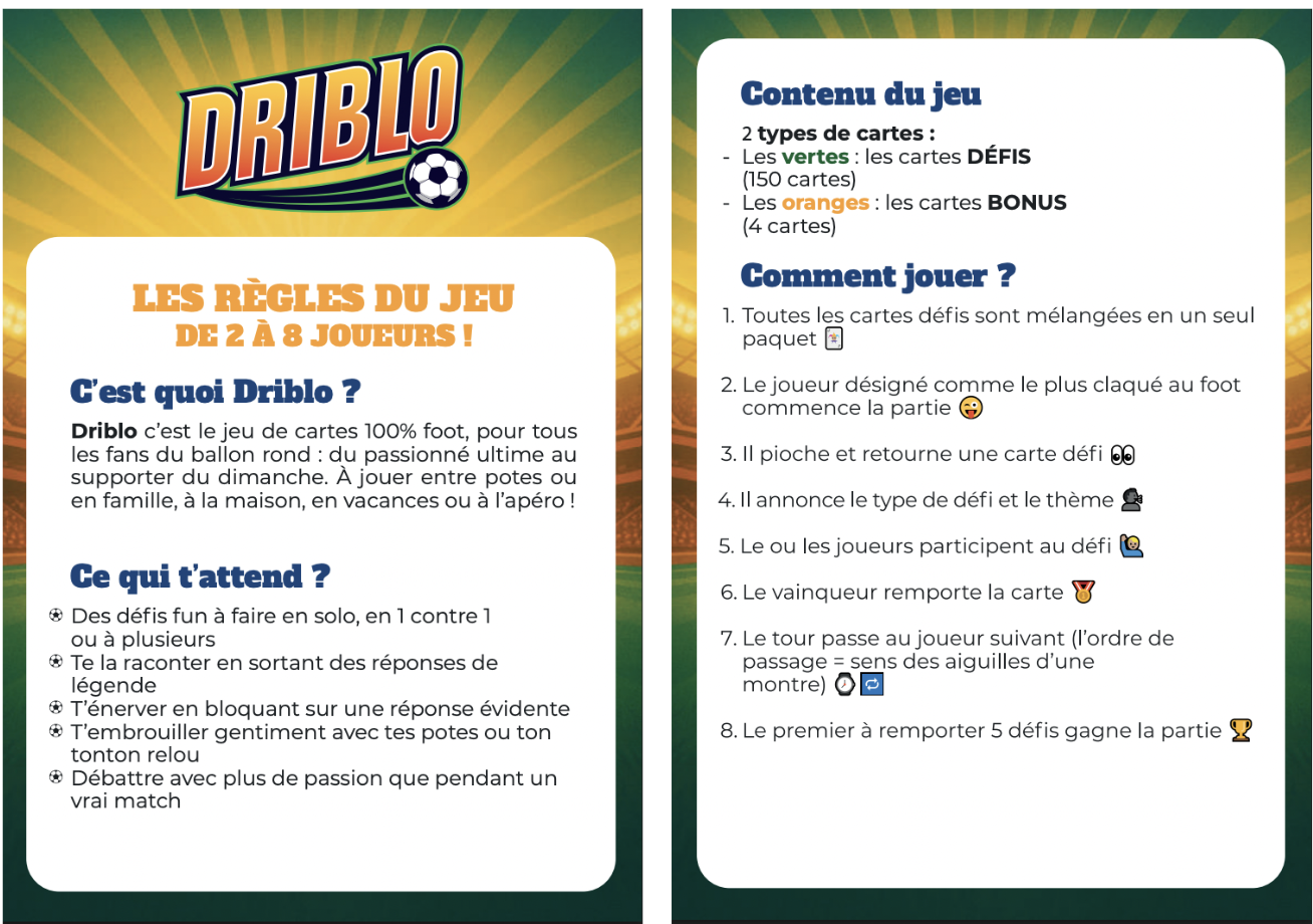 Driblo – Du foot, des défis et du fun dans un jeu de cartes - Ulule