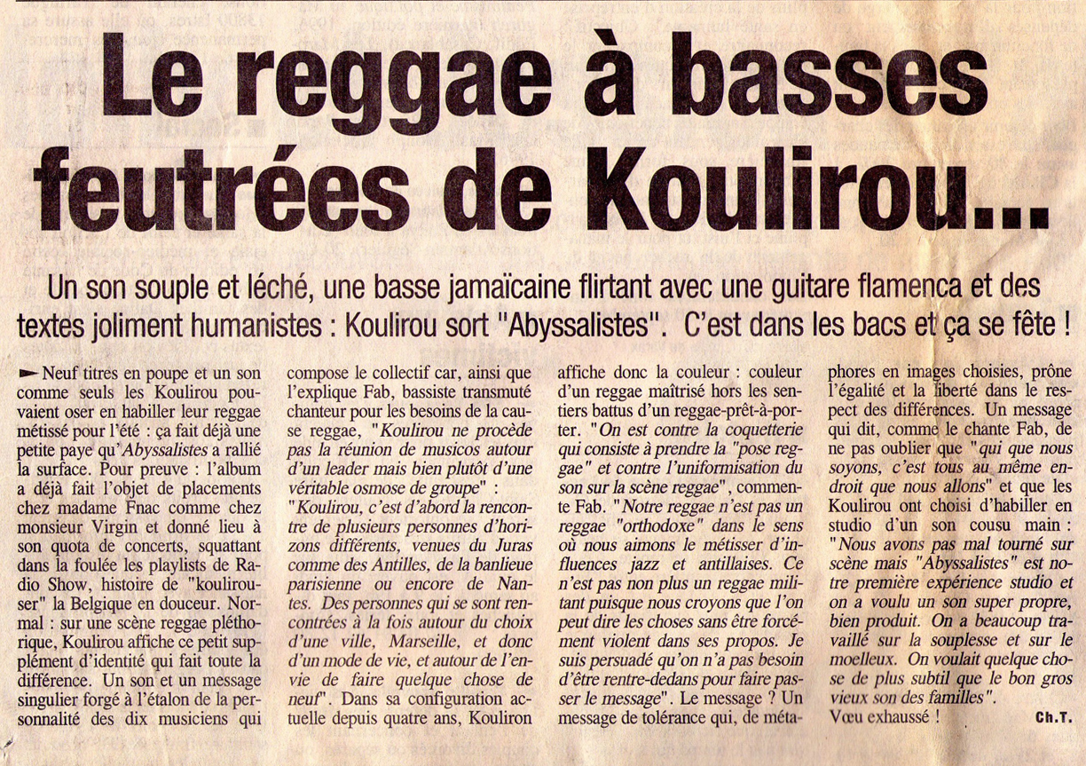 Participation au 3eme album de Koulirou - Ulule