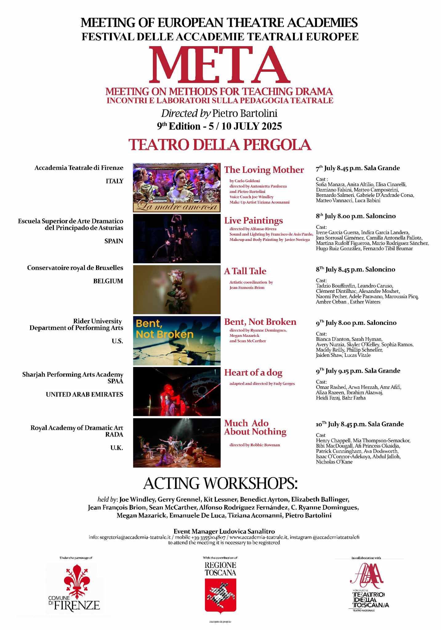 Les Masters pour le « Meeting Of European Theatre Academies