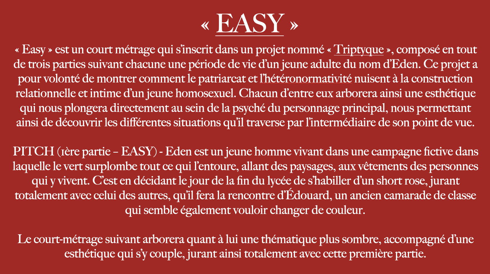 Court Métrage QUEER - Easy