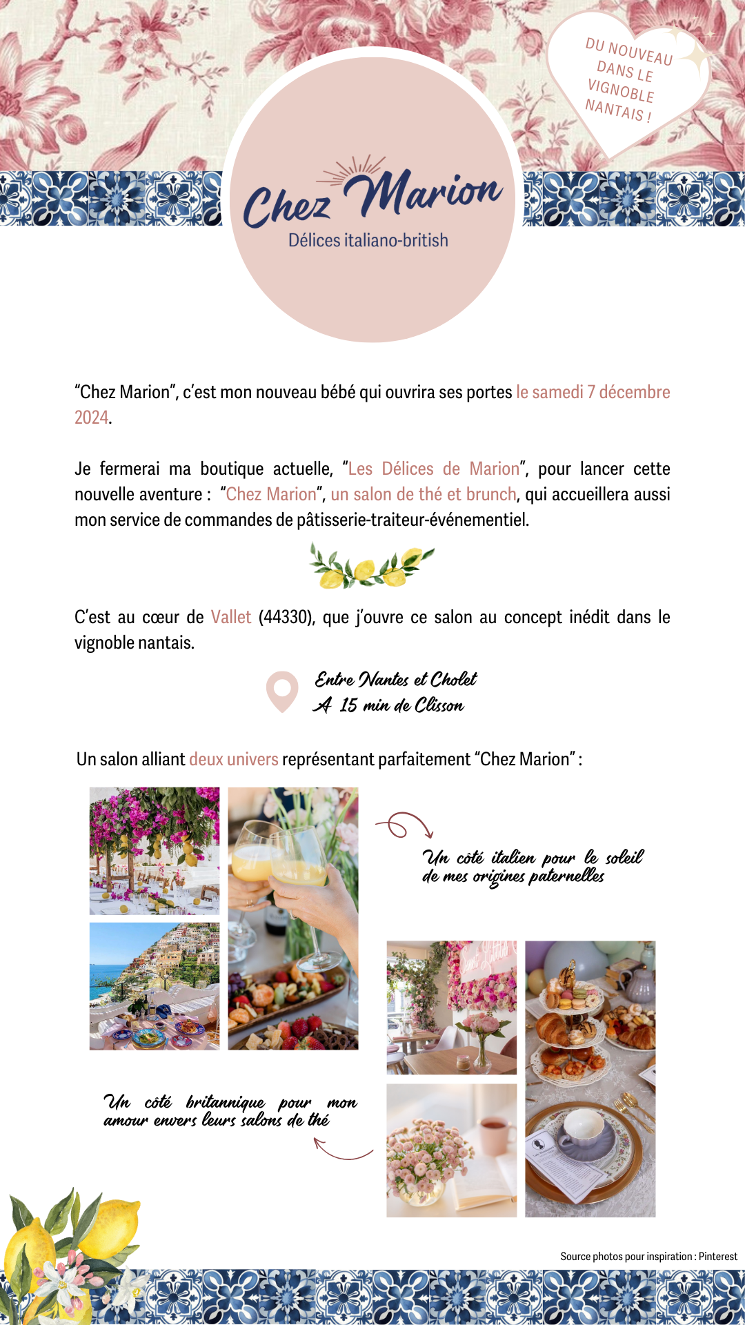 Chez Marion, votre nouveau salon de thé & brunch à Vallet