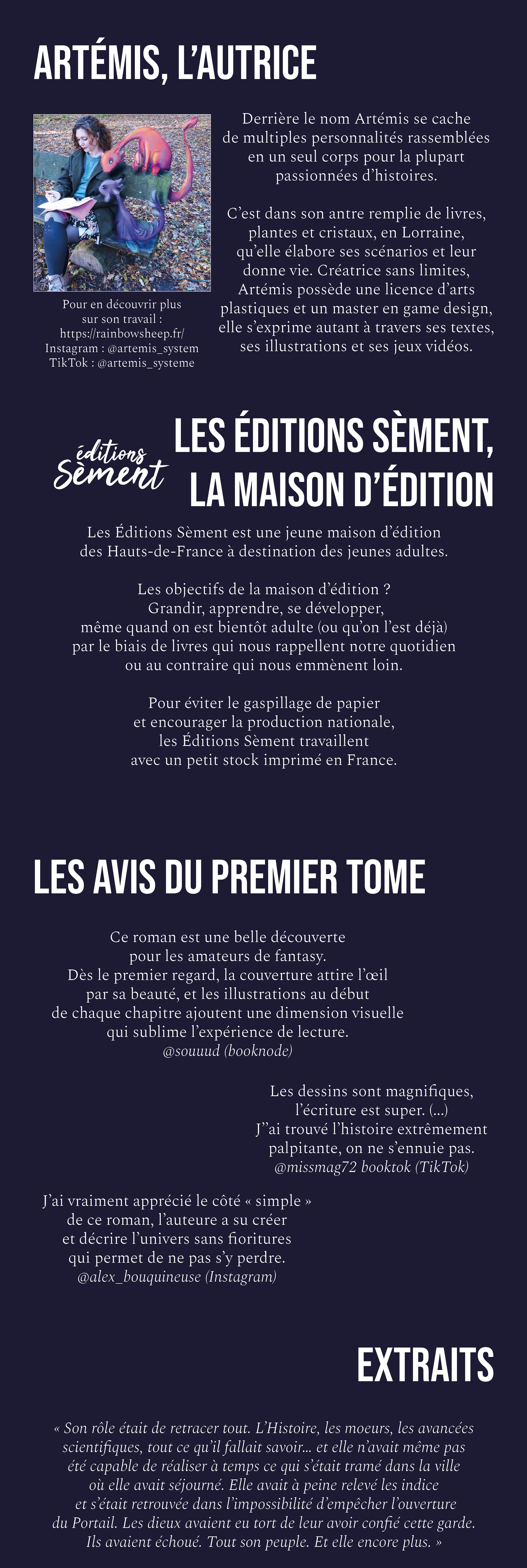 La Dragonnière - tome 2, Artémis - Éditions Sèment