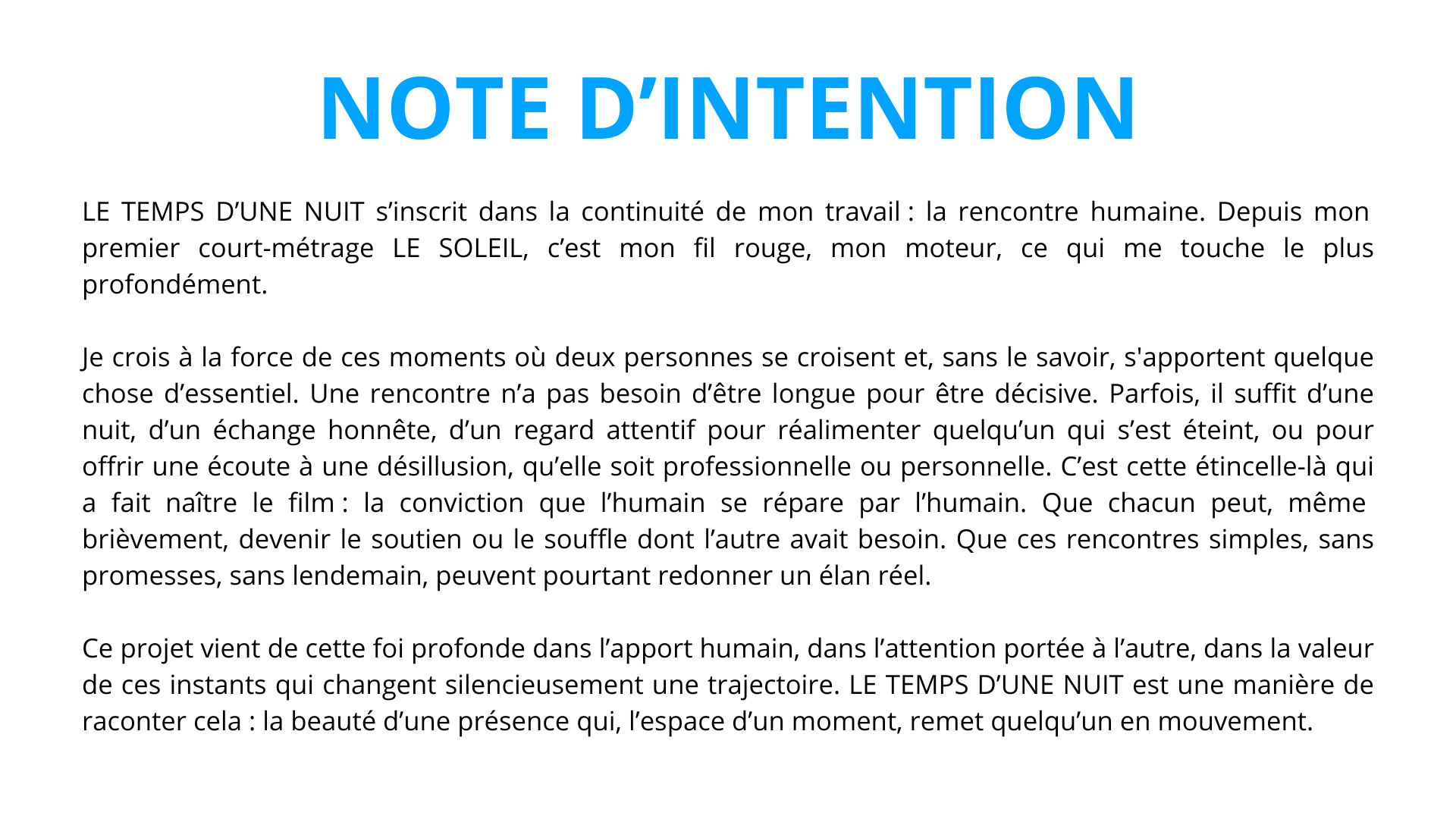 LE TEMPS D'UNE NUIT - Ulule