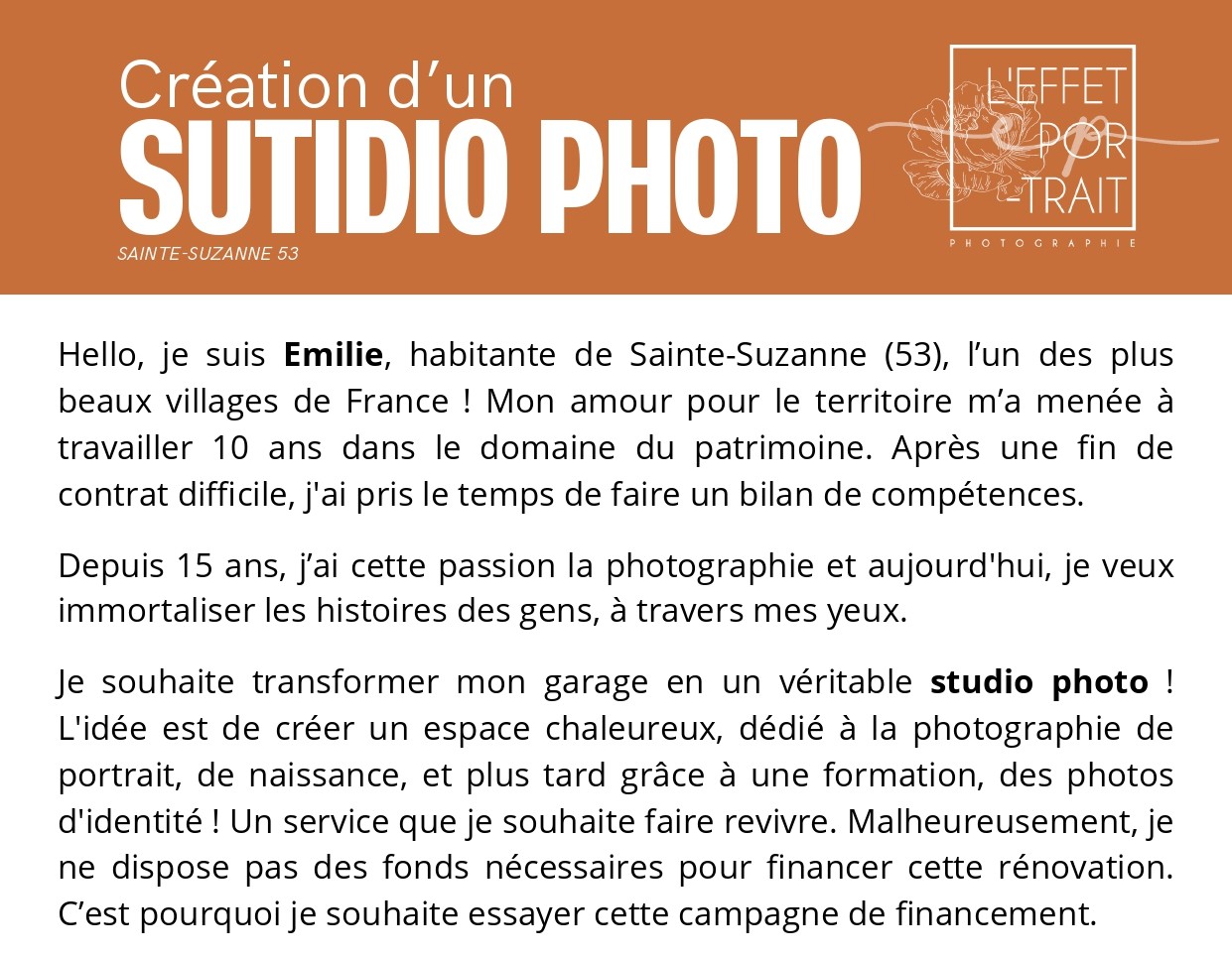 Studio photographique à Sainte-Suzanne (53) - Ulule