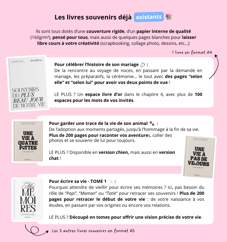 Livres souvenirs - Pour écrire toutes vos histoires de vie