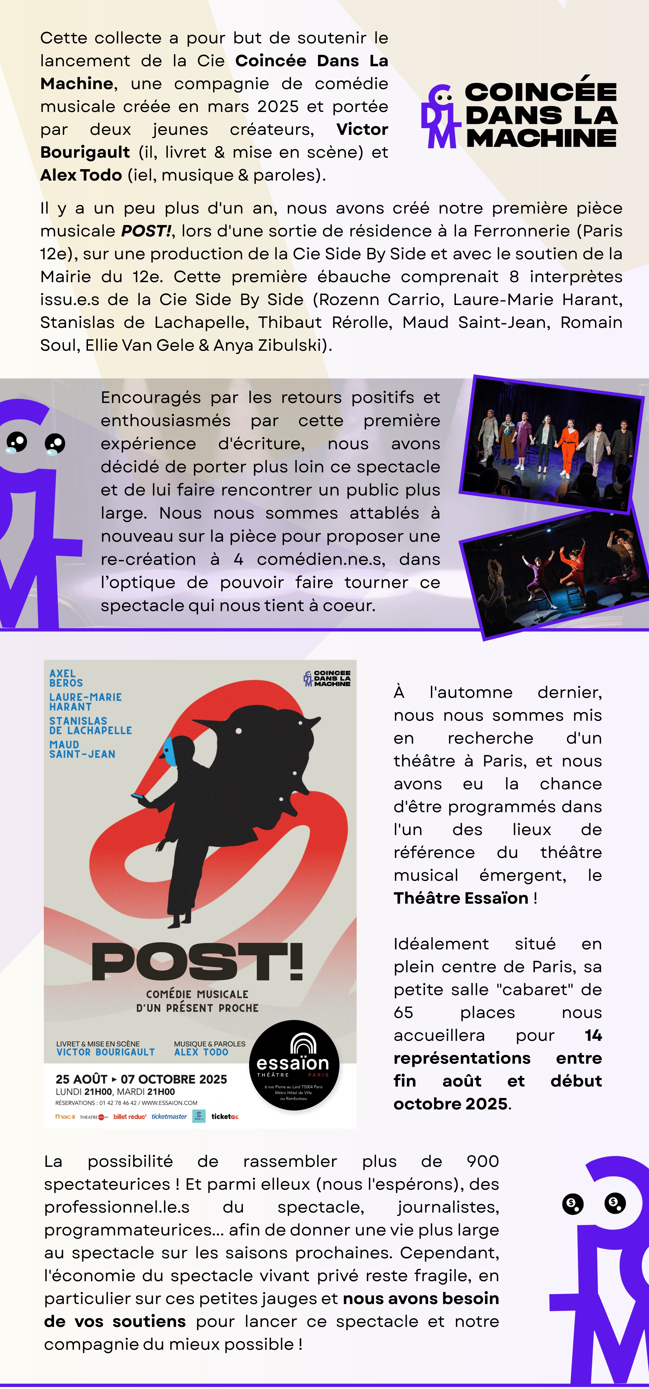 La comédie musicale 'POST!' au Théâtre Essaïon