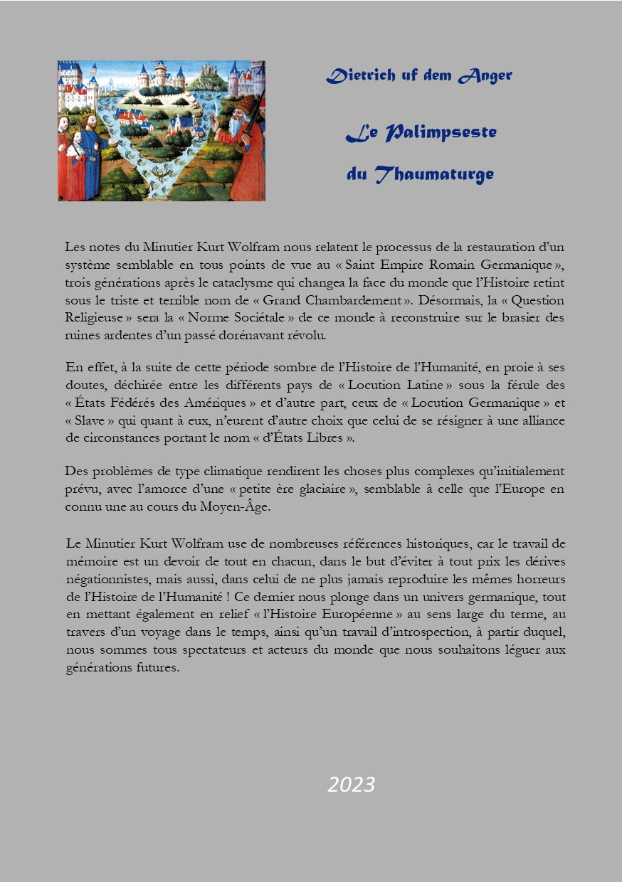 Donnez naissance au roman "Le Palimpseste du Thaumaturge"