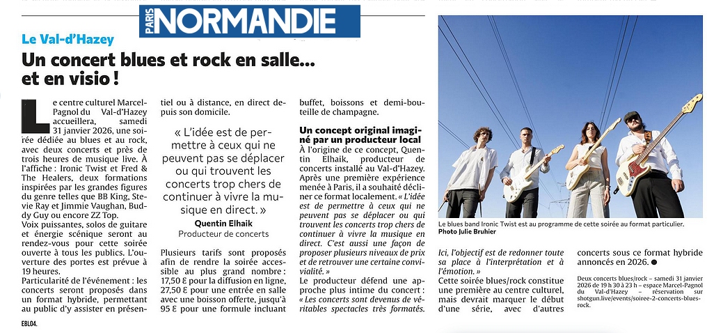 Un double concert de blues en direct en ligne.