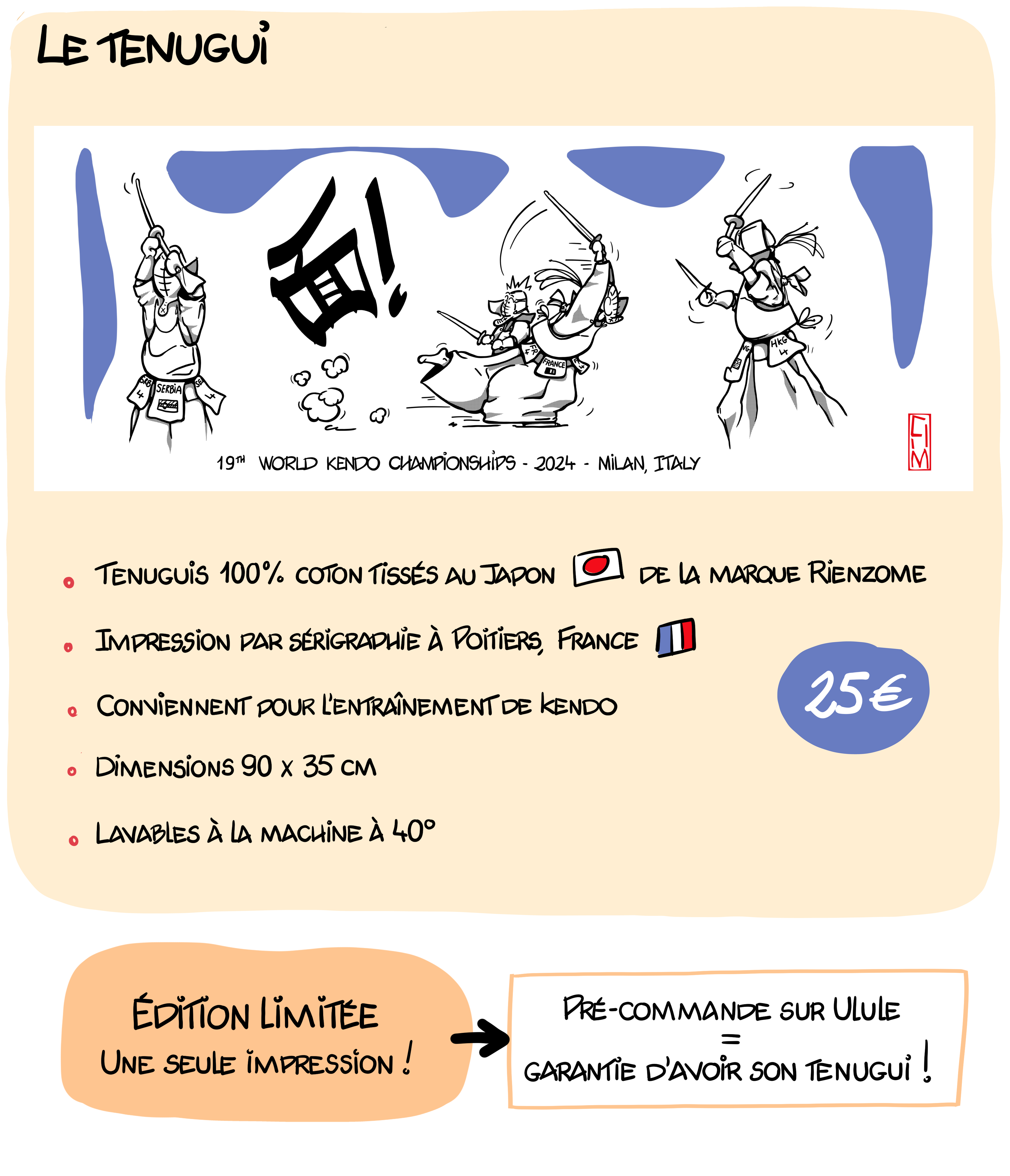 Tenugui - Croquis Championnats du monde de Kendo 2024 (WKC)