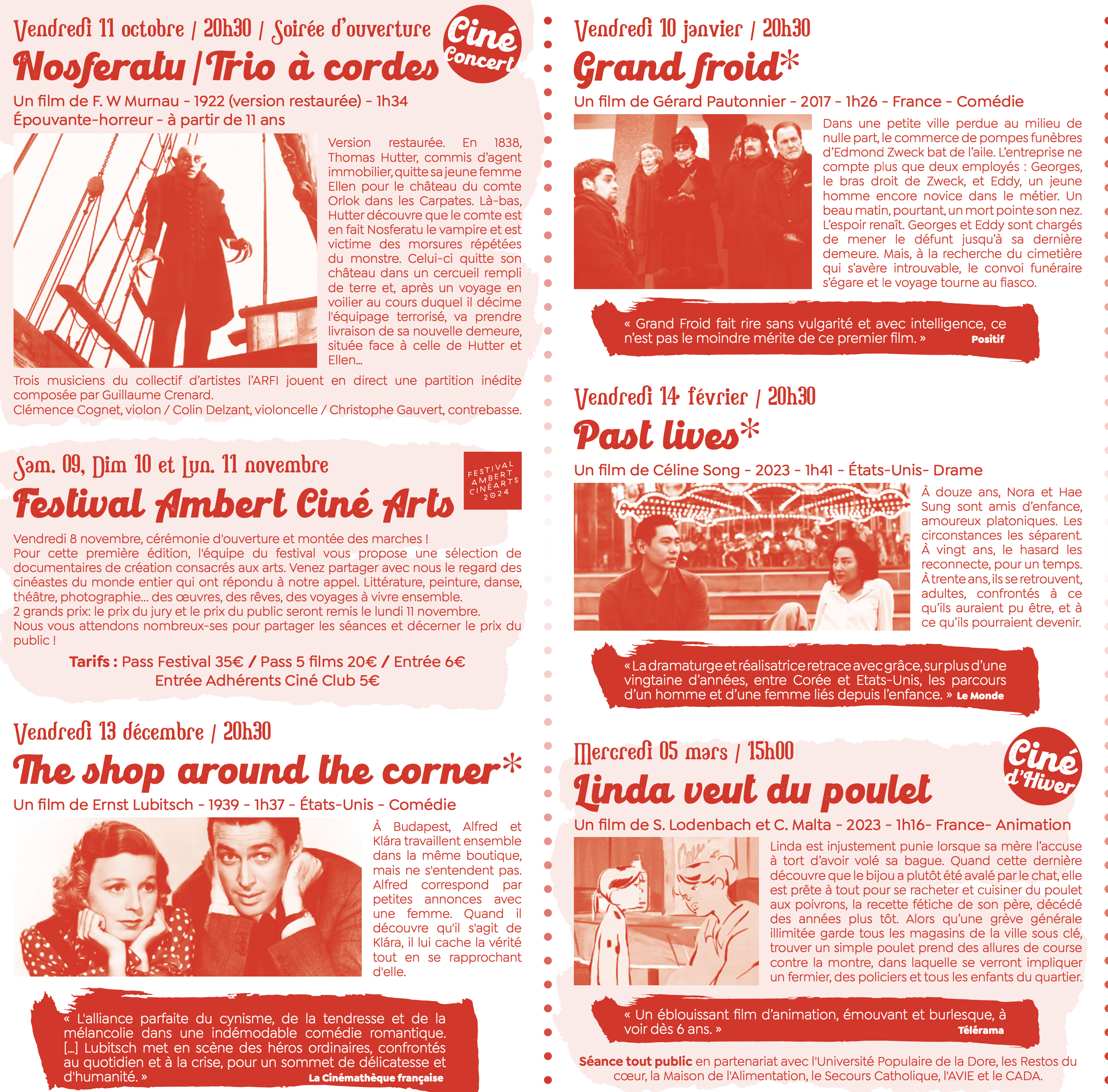 FESTIVAL AMBERT CINÉARTS, 7 au 11 novembre 2025 - Ulule