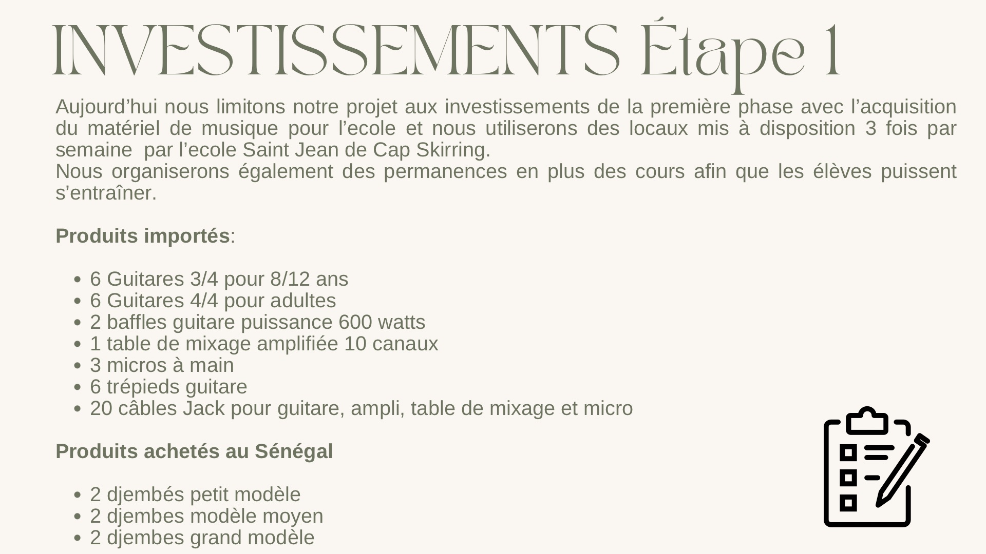 Création d’une école de musique à Cap Skirring au Sénégal