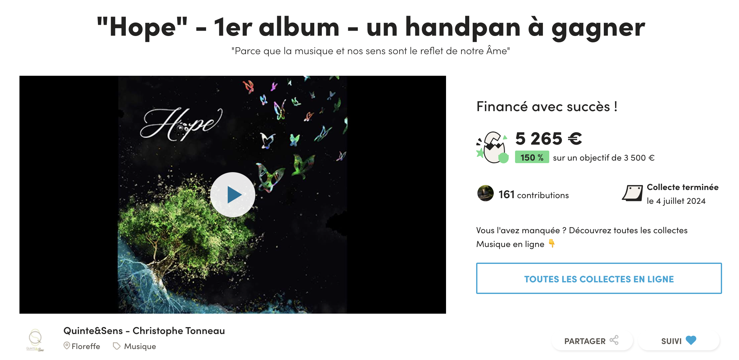 "Hope" - 1er album - un handpan à gagner - Ulule