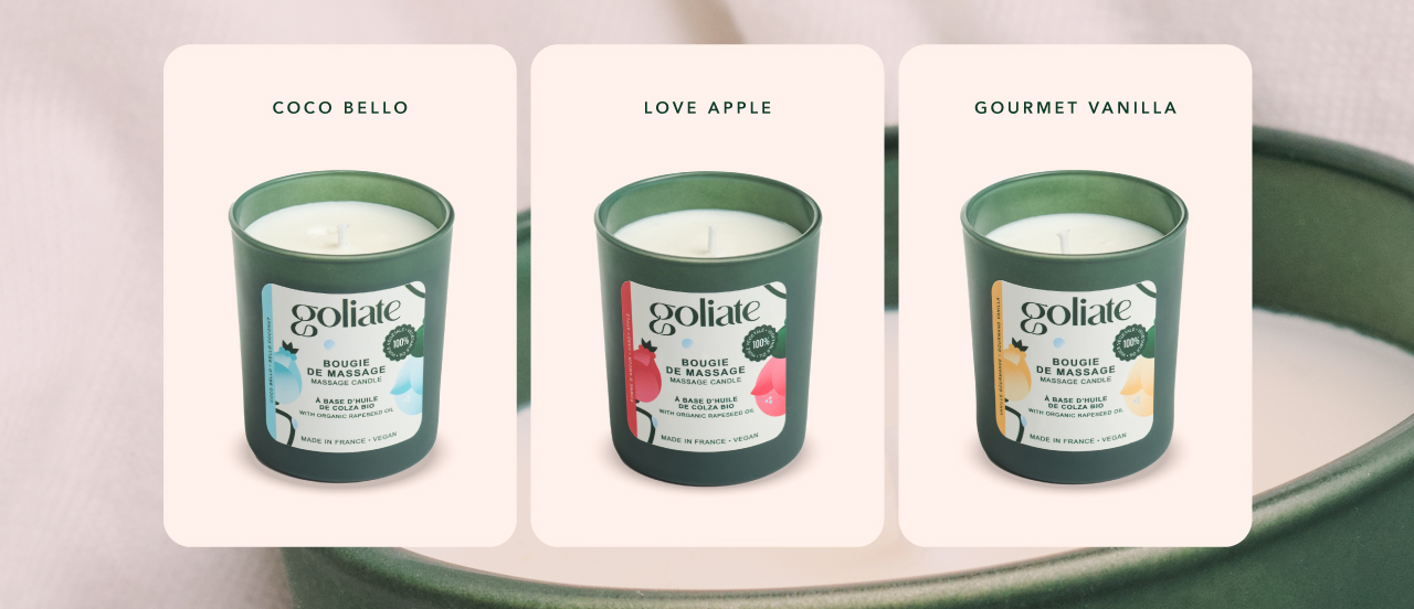 bougies de massage embrassables & bio by Goliate