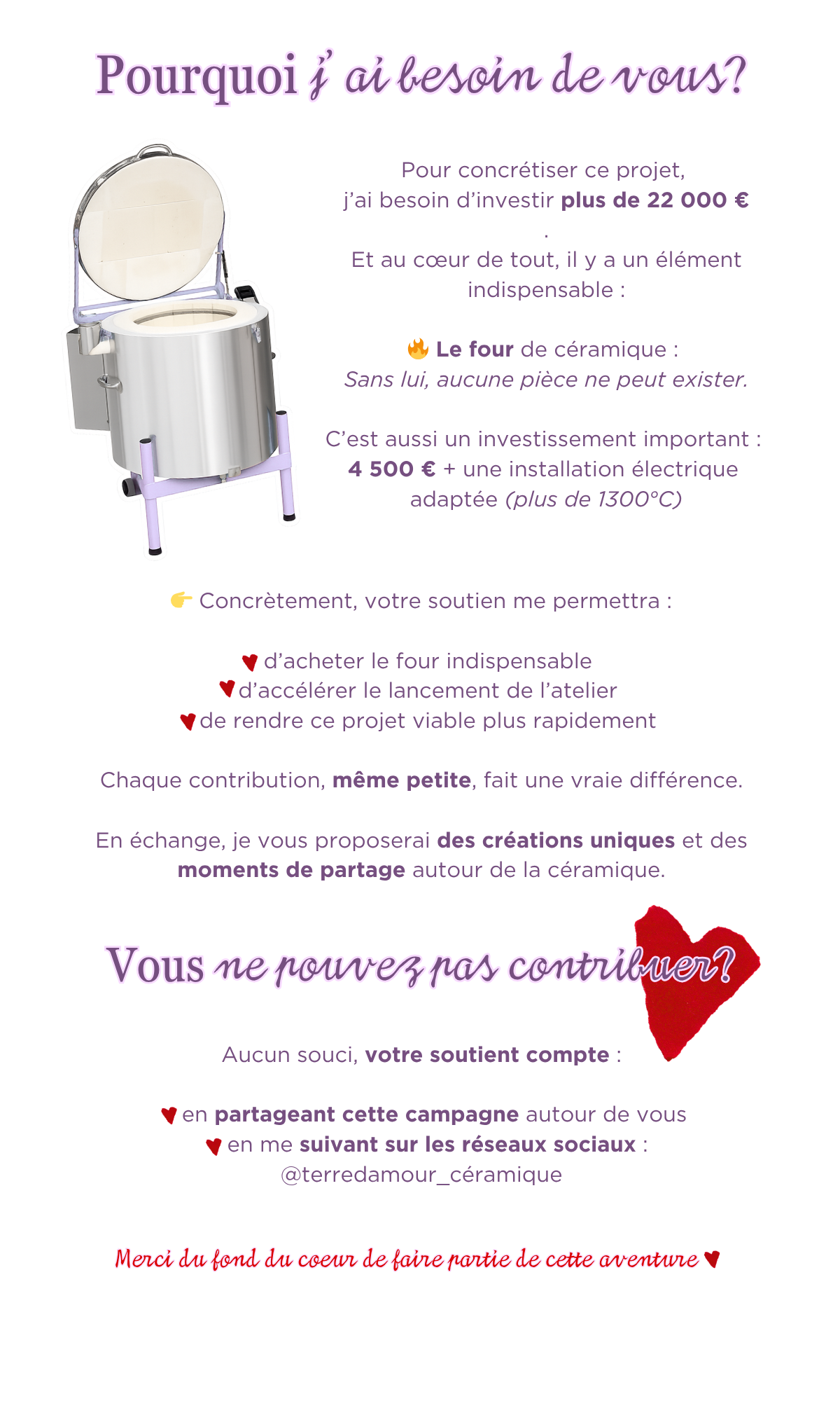 Un four pour donner vie à mes créations en céramique. 🩷 - Ulule