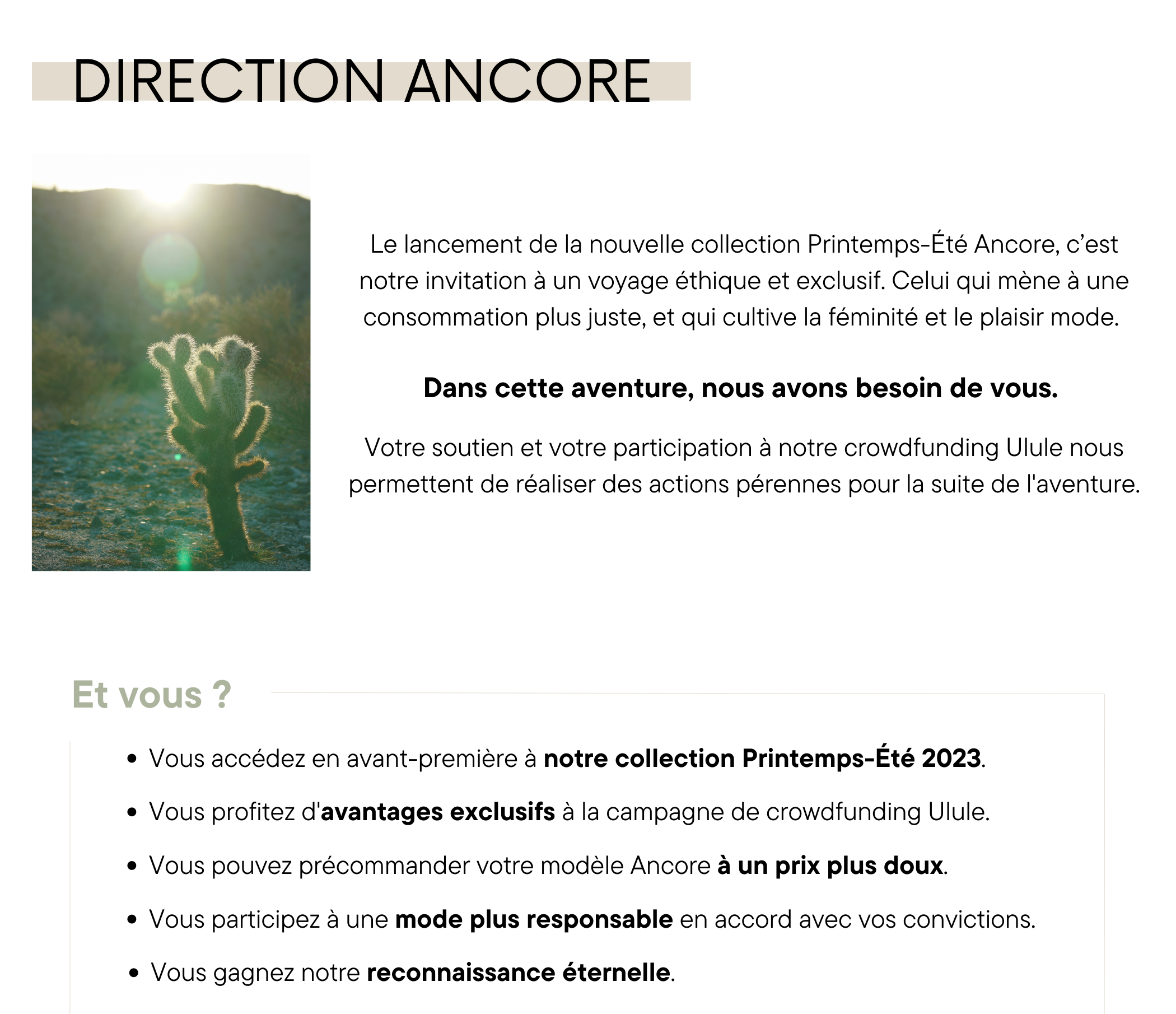 DIRECTION ANCORE - Ulule