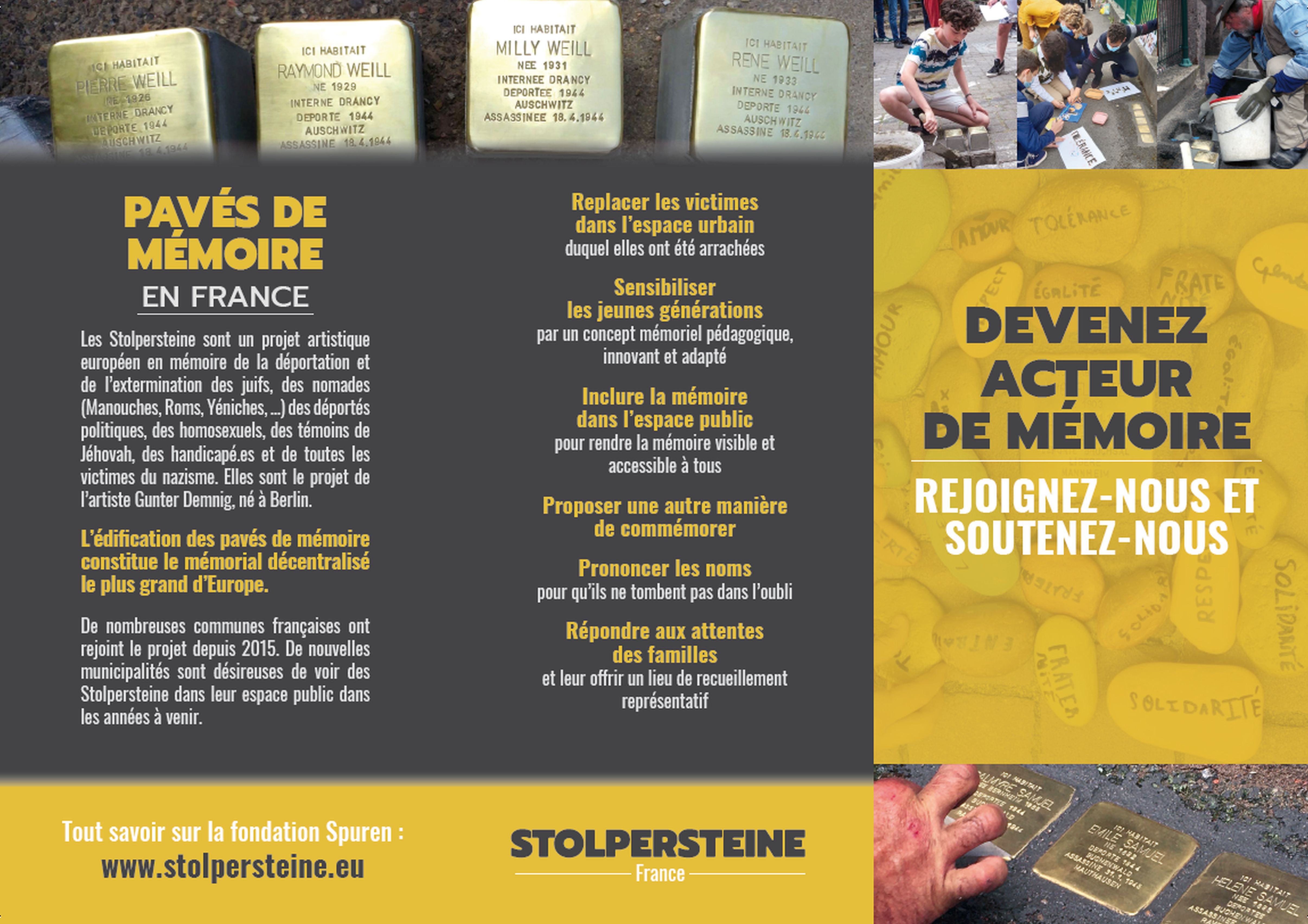 Plaquettes Stolpersteine en France
