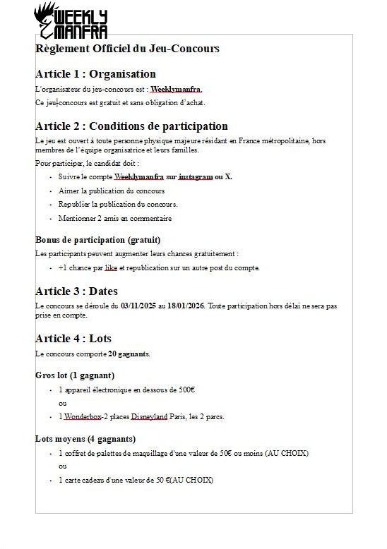 Weekly manfra - Ulule