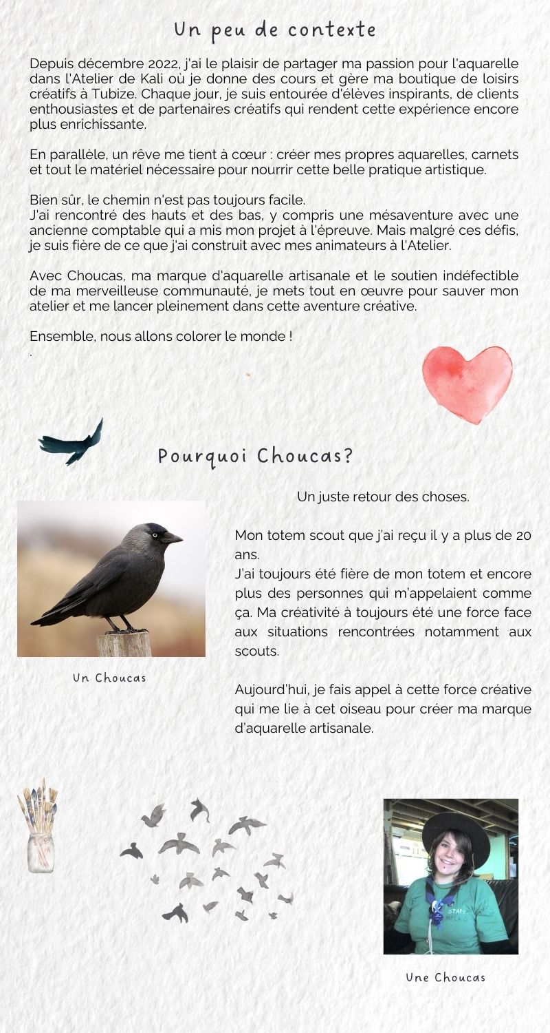 Kali créé sa marque d'aquarelle artisanale : " Choucas