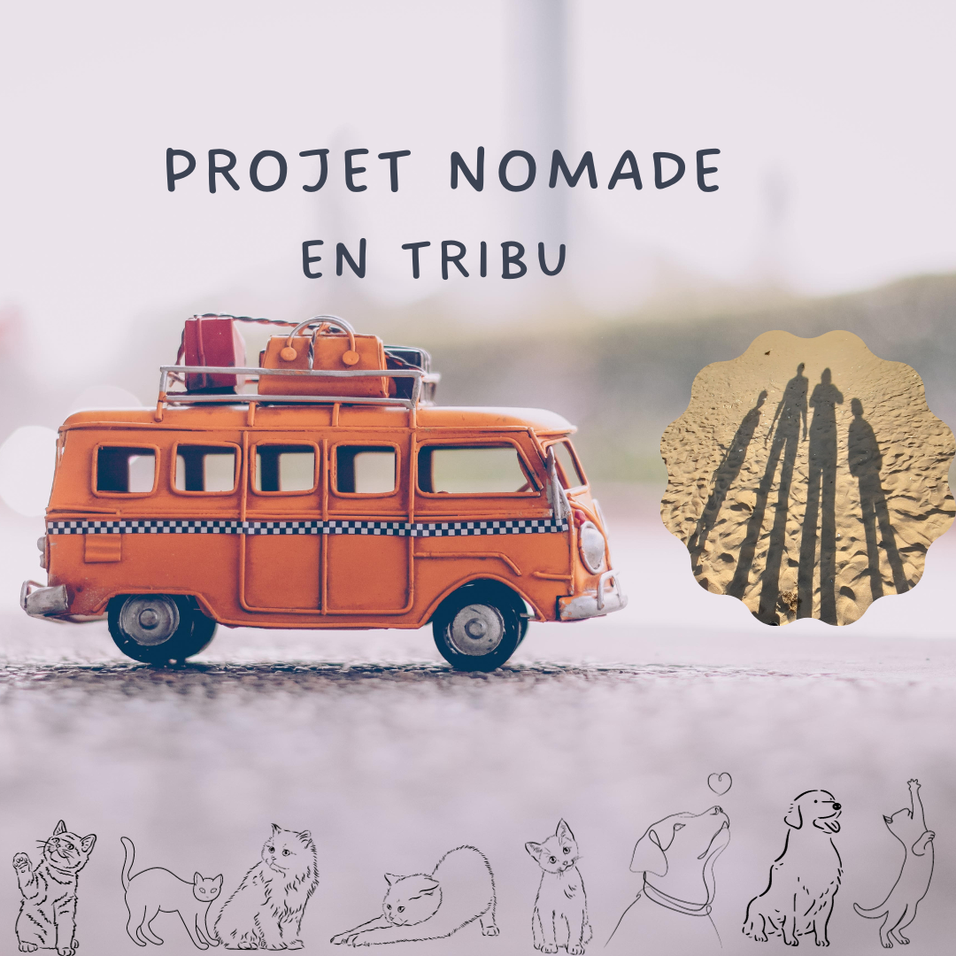 Nomade en famille avec animaux