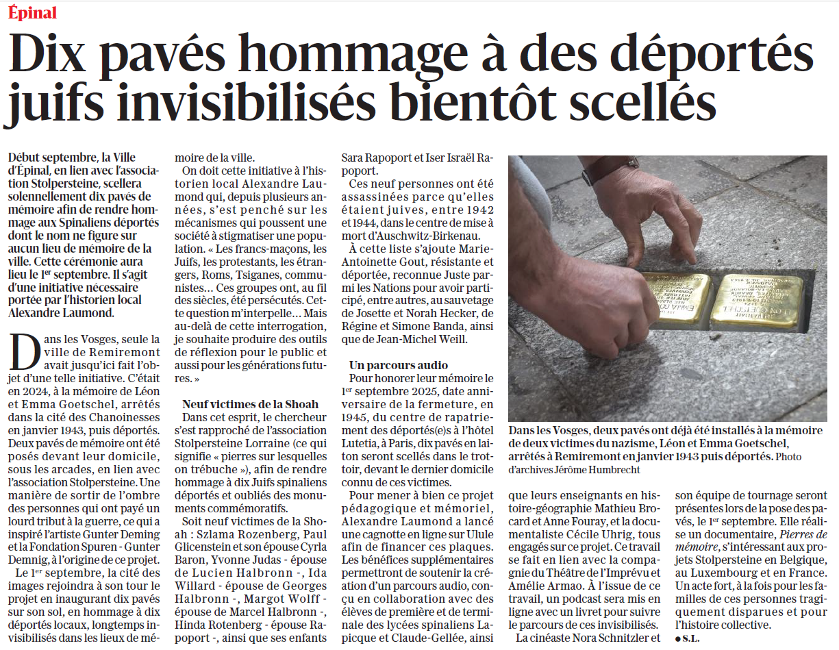 Stolpersteine à Epinal