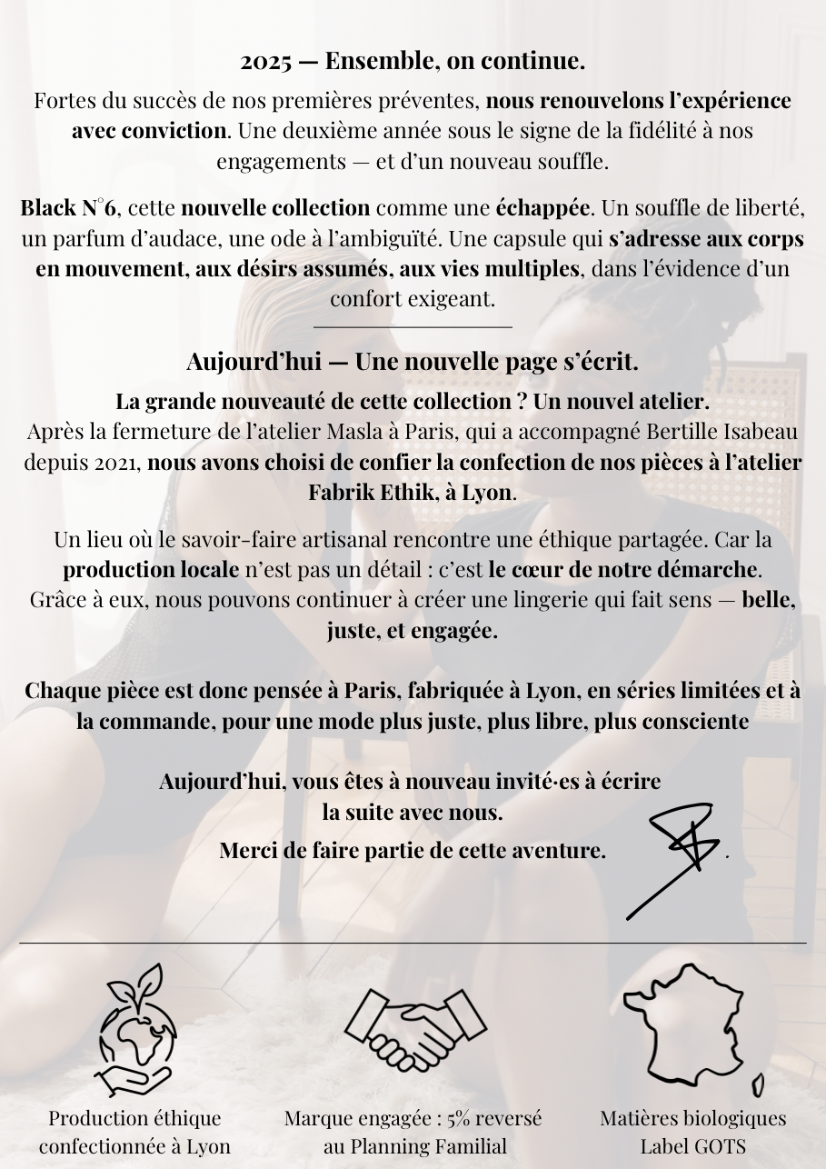 Nouvelle collection de lingerie parisienne Bertille Isabeau